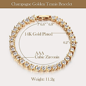 KZZENKI Mothers Day Gifts Gold Tennis Bracelets for Women Gold Bracelet 14K Plated Cubic Zirconia Bracelets for Women, Wedding Bracelets for Brides