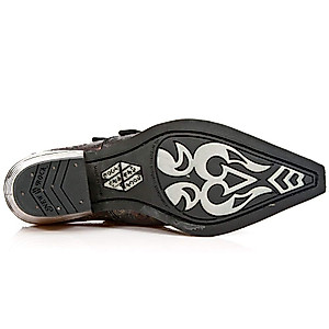 New Rock 7960-S5 Embossed Vintage Black, Red Leather Buckle Steel Heel Shoes 41