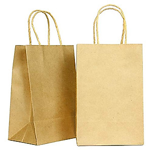 JOYIN 100 PCS Kraft Paper Bags Christmas Gift Bags with Handles, Recyclable Paper Sack, Paper Shopping Bags, Retail Merchandise Bags