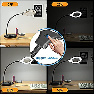 2 USB Rechargeable 5X Magnifying Glass with Light and Stand, Large Desktop Magnifying Lamp for Reading, Hobbies, Crafts, Workbench
