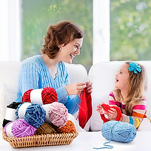 Timgle 12 Skeins Soft Chenille Yarn Multi Colors Velvet Yarn Thick Soft Blanket Plush Yarn for DIY Craft Knitting and Crocheting Total Length 12 x 145 M (12 x 159 Yards, 12 x 100 G)