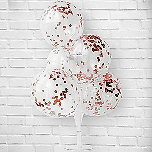Rose Gold Confetti Balloons 12 Inches(20-Pack), Shiny Party Balloons with Metallic Rose Gold Confetti Pre-filled, Kids' Birthday Balloon, Party Decoration for Wedding, Bridal Shower, Baby Shower