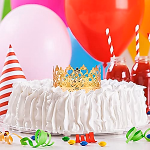 Cabilock Cake Crown Decorative Children Crown Ornament Baking Cake Adornment Crown Birthday Cake Decoration for Wedding Birthday Party (Golden)