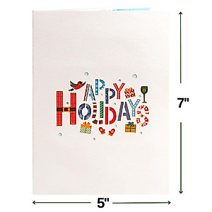 Paper Love Pop Up Christmas Card, Happy Holidays, Handmade 3D Popup Card, 5" x 7"