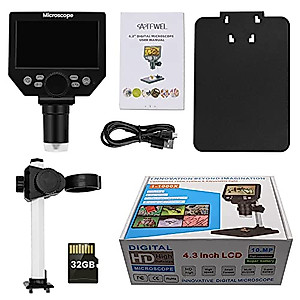 Coin Microscope,ATFWEL 4.3 inch LCD Digital USB Microscope with 32G TF Card,1000X Magnification Electronic Camera Video Recorder with Screen,Rechargeable Battery for Coins Soldering Circuit Board