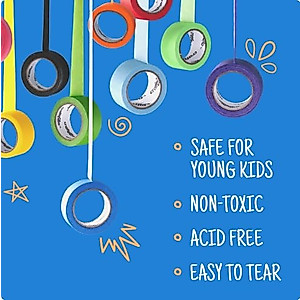 Craftzilla Colored Masking Tape – 6 Jumbo Rolls – 990 Feet x 1 Inch of Colorful Craft Tape – Vibrant Rainbow Color Teacher Tape, Great for Art, Lab, Labeling & Classroom Decorations