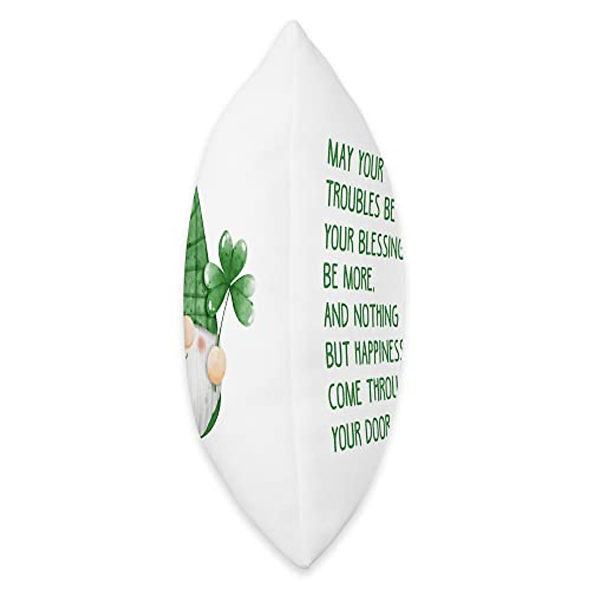 Irish Blessing St Patricks Day Decorative St Patricks Day Gnomes Lucky Shamrocks with Irish Blessings Throw Pillow, 18x18, Multicolor