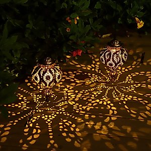 2 Pack Solar Lights Outdoor Garden Decor Waterproof,Metal Lamp for Outdoor Hanging Decor Solar Lantern Outdoor to Hang for Yard and Lawn Tree ,Fence,Patio,Lawn,Walkway