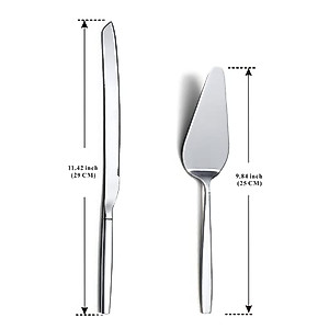 Berglander Wedding Cake Knife and Server Set, Stainless Steel Cake Cutting Set For Wedding Include Cake Cutter And Cake Server Perfect For Wedding, Birthday, Parties and Events