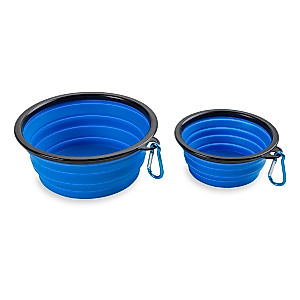 SwissGear 3335 2-Pack Collapsible Dog Bowls for Travel, with Can Lid Set - Blue