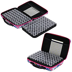 VTYHYJ 120 Bottles Diamond Art Storage Bag Organizer with Tools Diamond Painting Accsessories Carrying Case for Dots, Tools, Rhinestones, Nail Art, for Storage and Travel (Pink)