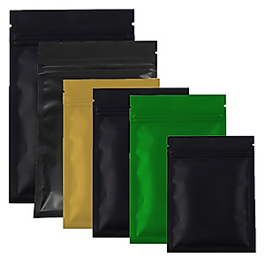 100 New Flat Aluminum Metallized Foil Zip Sealable Lock Bags Pouch (10x15cm (3.9x5.9"), Black)