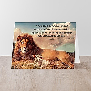 CafePress Greeting Card Lion And Lamb Greeting Cards Greeting Card (20-pack), Note Card with Blank Inside, Birthday Card Glossy