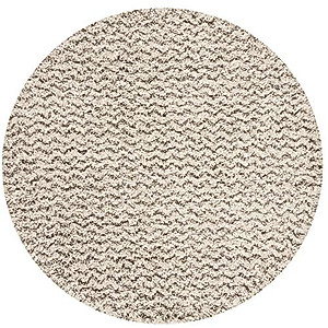 Safavieh Hudson Shag Collection 8' Round Ivory/Grey SGH330A Chevron Non-Shedding 2-inch Thick Area Rug