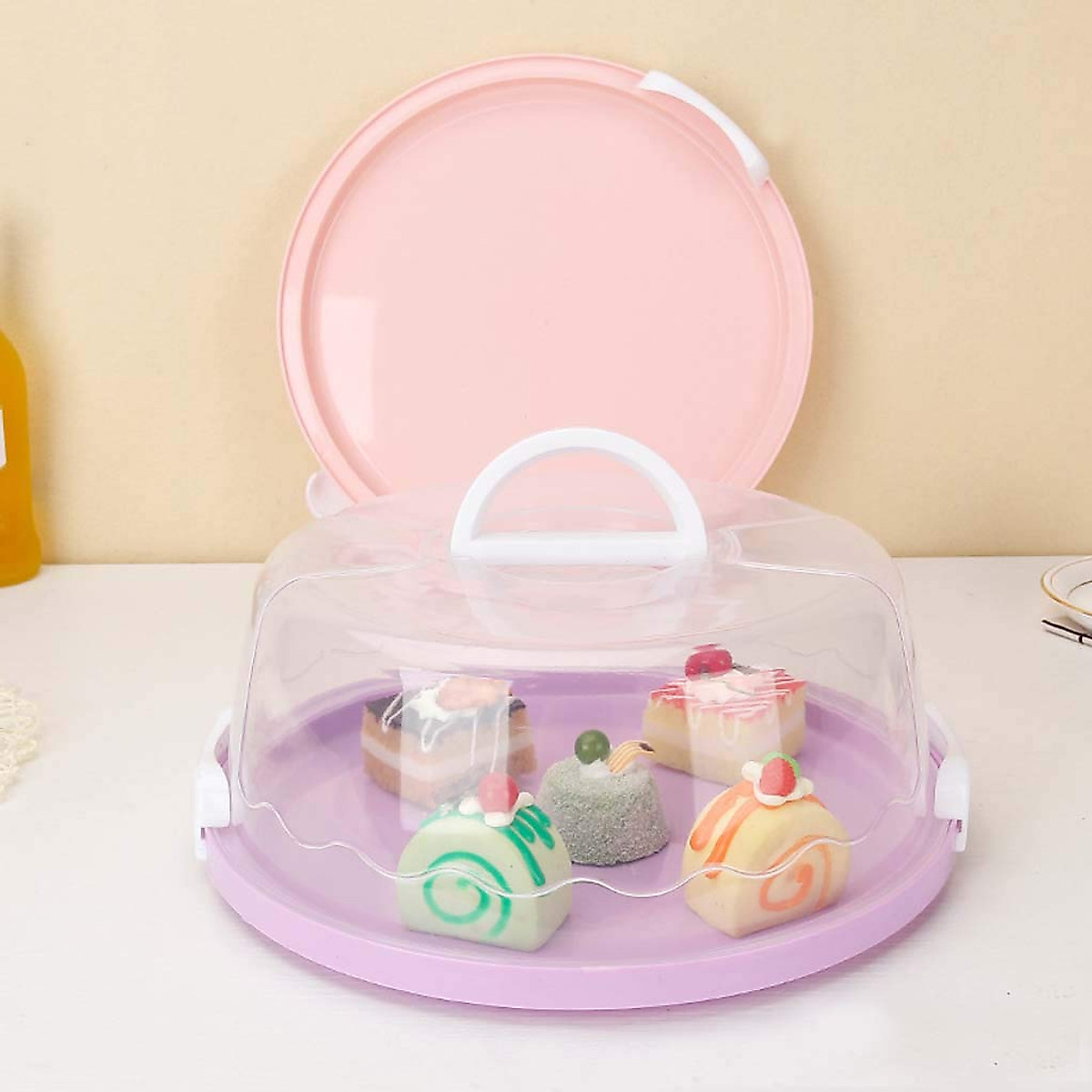 HELYZQ Sealing Carrier Portable Plastic Round Cake Box Cupcake Dessert Container Case Sealing Handheld