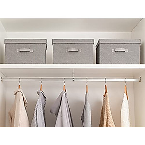 StorageWorks Decorative Storage Boxes, Storage Basket With Lid And Handles, Gray, Large, 2-Pack, 15 ¾" L x 10 ¼" W x 9 ¾" H