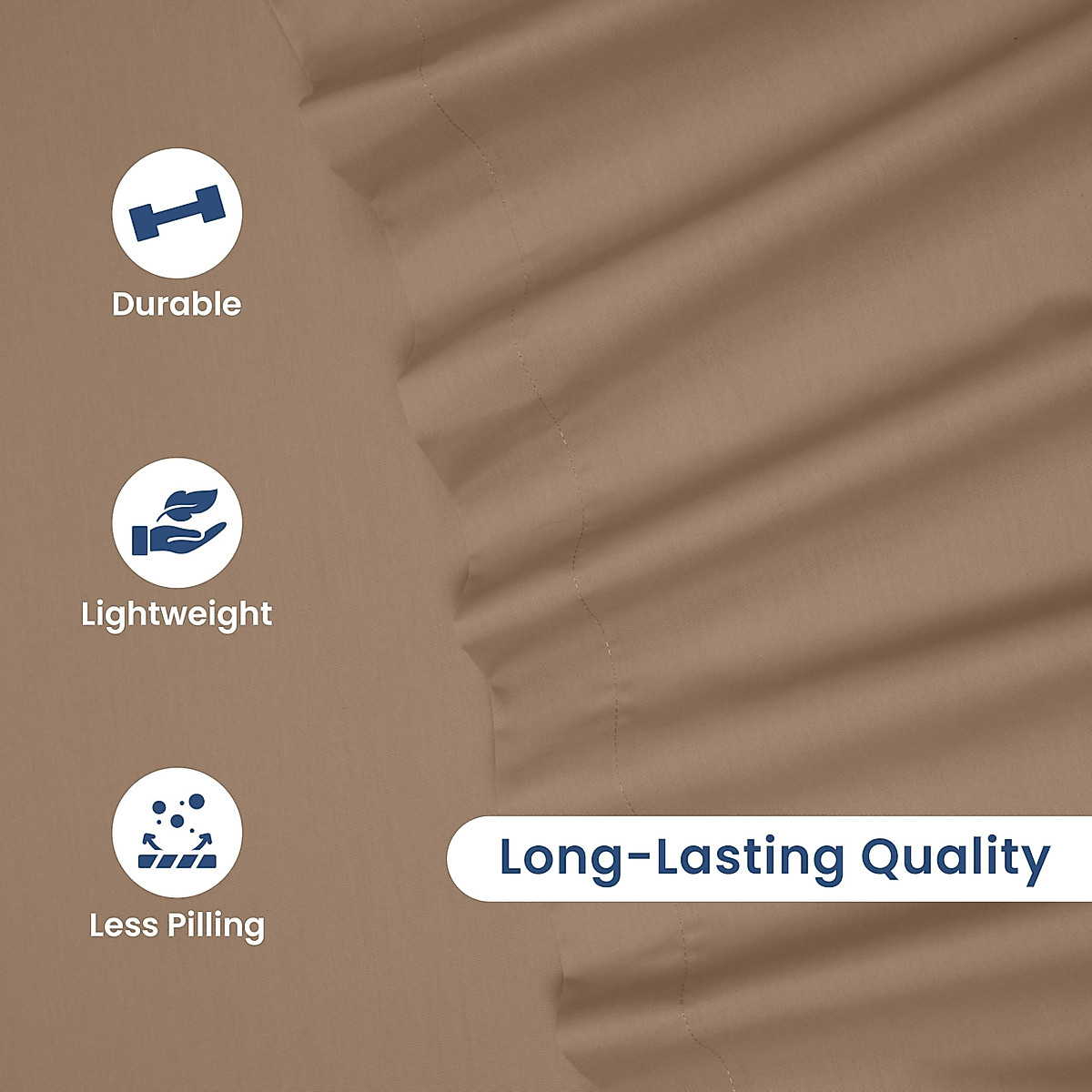 4 Piece Full Bed Sheets Set Full Bed Sheets – Light Weight, Soft Breathable Sheets Brushed Cotton Rich Blend Secure-Fit, Wrinkle Resistant, Durable, Easy Care Bed Sheets Comfy Sheets, Beige