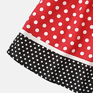 Disney Mickey and Friends Summer Dress for Girls Polka Dots Pattern Bow Slip Toddler Dress, Red, 4-5 Years