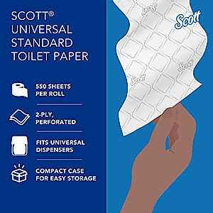 Scott Professional Standard Roll Bulk Toilet Paper (13607), 2-Ply, Elevated Design, White, Individually Wrapped, Compact for Easy Storage (20 Rolls of 550 Sheets, 11,000 Sheet Total)