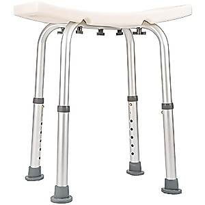 Healthline Trading Bath Bench Adjustable Height, Lightweight Compact and Small Chair for Shower, Adjustable Shower Chair Bath Bench Without Back with Non-Slip Seat, Bathtub Stool for Seniors, White