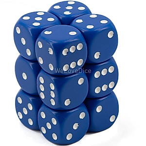 Chessex DND Dice Set D&D Dice-16mm Opaque Blue and White Plastic Polyhedral Dice Set-Dungeons and Dragons Dice Includes 12 Dice – D6,CHX25606