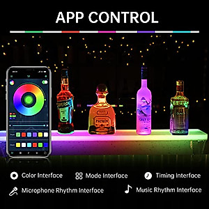 Cimcame Led Lighted Liquor Bottle Display Shelf Set of 2 with Remote&APP Control 40 Inch Floating Wall-Mounted Illuminated Marquee Lighting Shelves for Home Commercial Bar