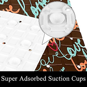 Bath Tub Shower Mat - Anti-Slip PVC Material 15.1x26.8 in, Gentle Cushioning Quick Drying Suction Cups Reliable Solution - Colorful Romantic Pattern Non-Slip Floor Mat