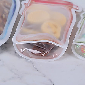 Reusable Mason Bottle Ziplock Bags, 20/40 pcs Mason Jar Ziplock Bags, Multi-Size Airtight Seal Leak-Proof Food Snack Storage Ziplock Bags for Kitchen Camping (40pcs)