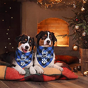 JOTFA Big Brother Dog Bandana, Plaid Pregnancy Announcement Dog Bandanas for Dogs (Blue, Big Brother)