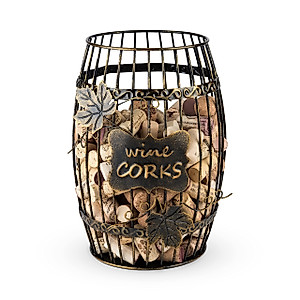 True Display Wine Kitchen, Barrel Cage Holder Collector Decorative Vino Cork Storage Box Container Gift, Set of 1, Brown