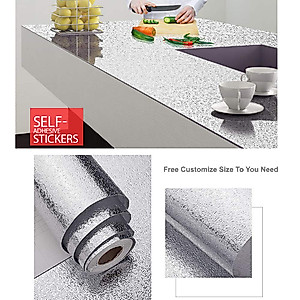 CYHOMELIFE Self Adhesive Shelf Liner Drawer Liner,Kitchen Backsplash Wallpaper Peel and Stick Aluminum Foil Contact Paper Self Adhesive Oil-Proof Heat Resistant Wall Sticker for Countertop Drawer