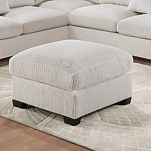 FANYE L-Shaped Sectional Sofa Couch Comfy Corduroy Upholstered Symmetrical Sofa&Couch Include Loveseats*2,Corner Wedge and Movable Ottoman for Living Room,Ivory White