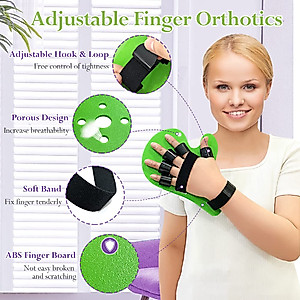 KAVIL Hand Brace Resting Hand Splint Finger Stroke Recovery Equipment Finger Straightener Extender Hand Therapy Equipment with Finger Support (Fit Right or Left Hand)