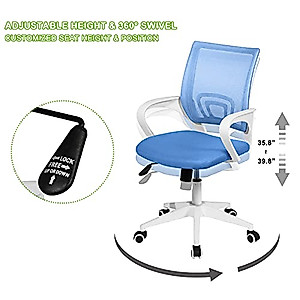 Geniqua Ergonomic Office Chair Mesh Desk Chair Computer Chair Lumbar Support Modern Rolling Adjustable Swivel Task Chair for Home Office, Blue