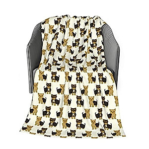 Yorkshire Terrier Cute Yorkie Dog Pet Fleece Blanket - All Season 300GSM Lightweight Plush Fuzzy Cozy Soft Flannel Throw Blanket for Bed Sofa Couch Travel Camping 30x50 inches