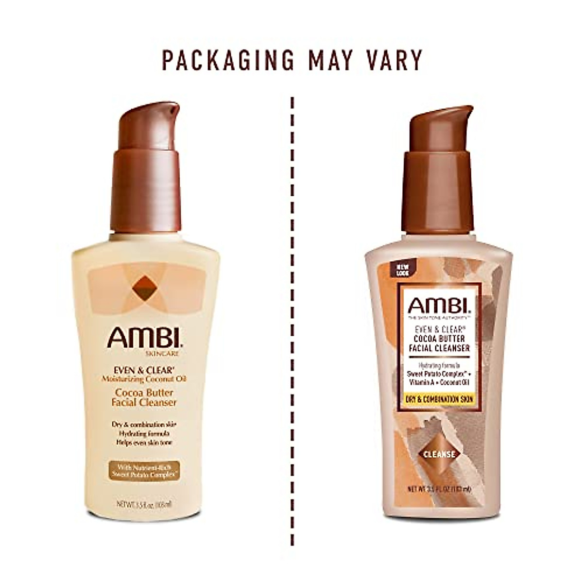 Ambi Even & Clear Cocoa Butter Facial Cleanser With Nutrient-Rich Sweet Potato Complex | Hydrating Formula | Helps Even Skin Tone | 3.5 Ounce