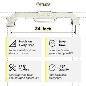 Stud Master 24-MADE IN USA- PATENT PENDING-Inch On-Center Stud Layout Tool - Precision Wall Stud Framing Tool