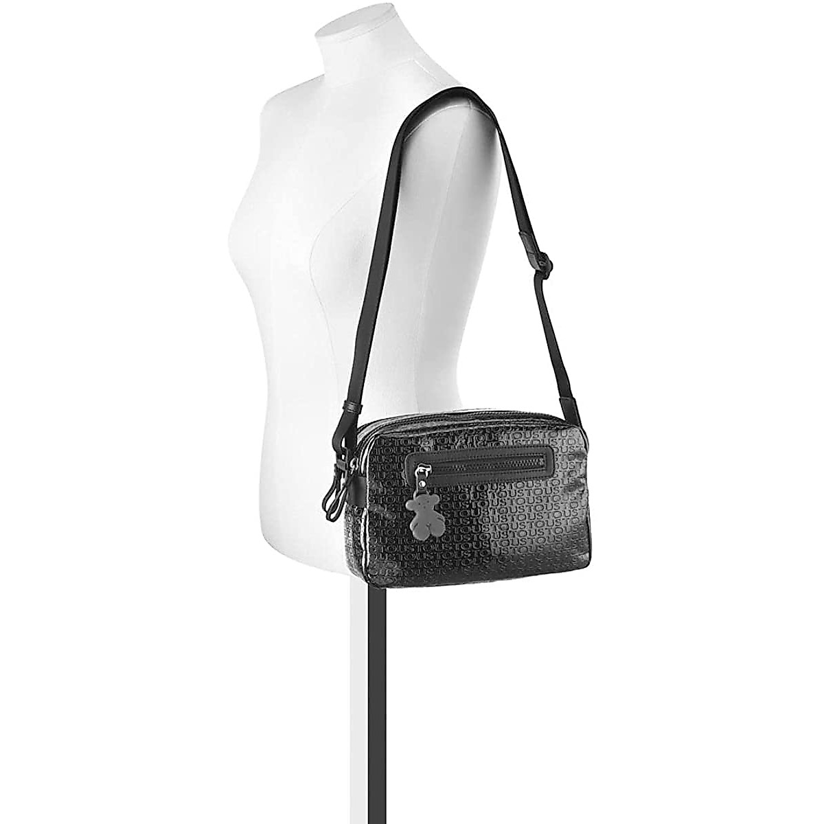 TOUS Waterproof Vinyl Combined with Patent Leather Effect Crossbody Bag for Women, 16x23x7.5 cm, Lindsay Collection