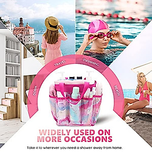 Mesh Shower Bag for Dorm Room - 9” x 9” x 9.5” Toiletry Shower Caddy for Women Students Tie Dyed Pattern Shower Tote Large Capacity Portable with 8 Pocket for Gym College Bathroom Beach Essentials