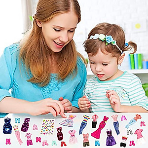 16 Pack Doll Clothes and Accessories 2 Fashion Dresses 2 Sequin Skirts 1 Long Dress 5 Tops and Pants Outfits 5 Shoes 1 DIY Sticker for 11.5 inch Girl Doll