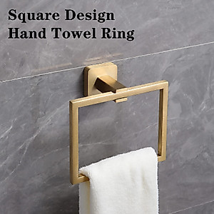 Ntipox 4 Piece Stainless Steel Brushed Gold Bathroom Hardware Accessories Set Include 16 inch Towel Bar Set Gold ，Toilet Paper Holder,Towel Rack Set Gold