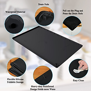 Fimary Under Sink Tray, 34" x 22" Under Sink Mats for Kitchen Waterproof, Under Sink Liner with Lip and Drain Hole, Flexible Silicone Under Sink Mat for Bathroom, Under Kitchen Sink Mat (Gray)