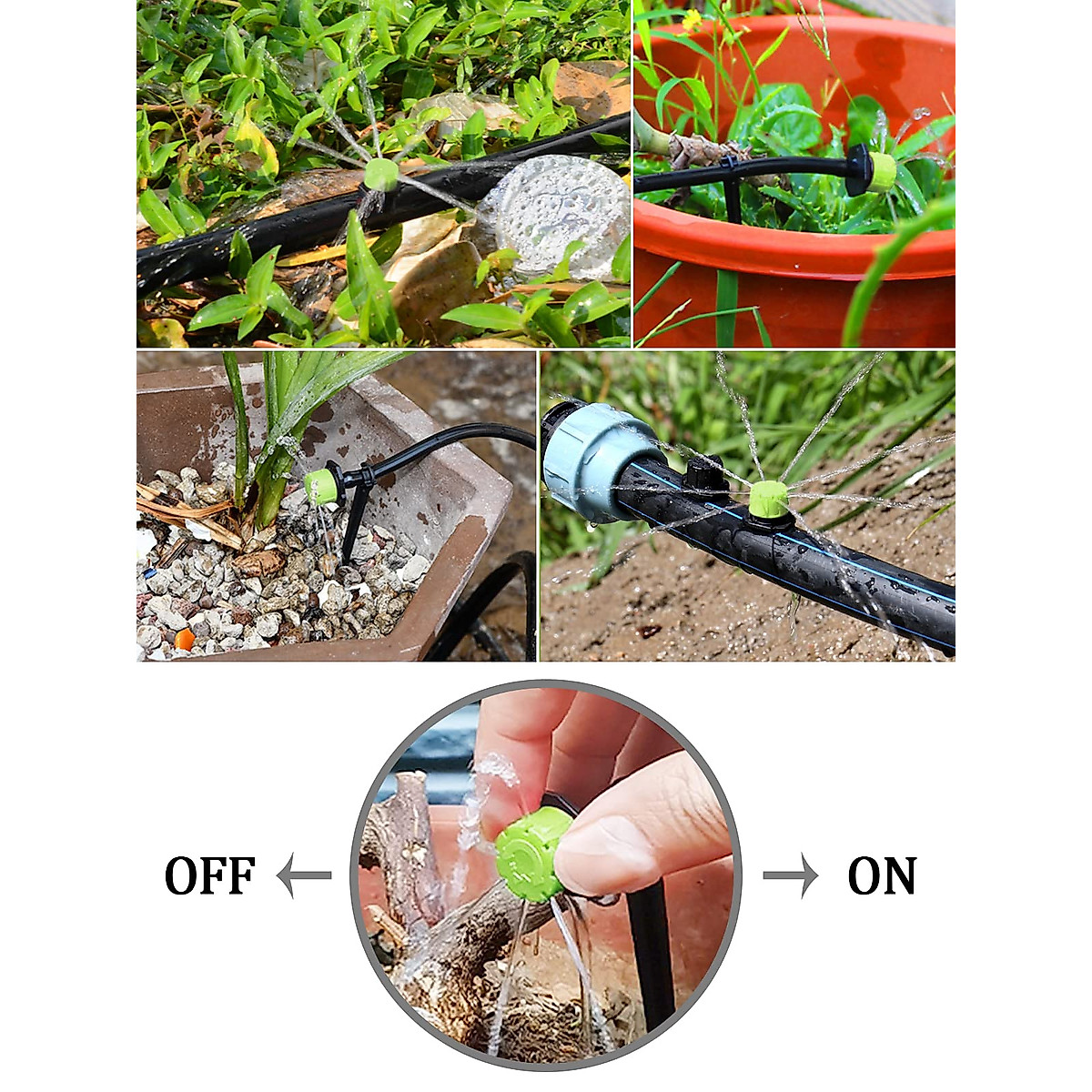 Kalolary 400Pcs Adjustable Irrigation Drippers Parts, 1/4 Inch Automatic Irrigation Anti-Clogging Emitters Micro Ffittings for 4mm/7mm Watering System Drippers Garden Supplies(Green)