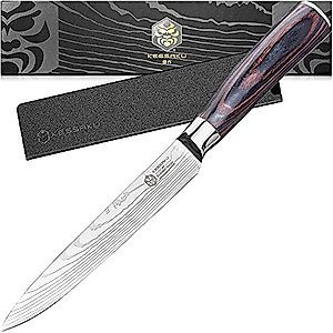 KESSAKU Utility Knife - 5.5 inch - Samurai Series - Razor Sharp Kitchen Knife - Forged 7Cr17MoV High Carbon Stainless Steel - Wood Handle with Blade Guard