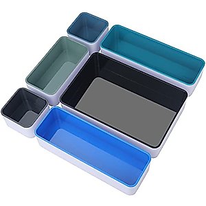 Interlocking Desk Drawer Organizer Tray Drawer Organizers Dividers Storage Case Adjustable Storage Container Organizers For Office Kitchen Cabinet Dresser - Multi-purpose and Customize (LIGHT 6 PCS)