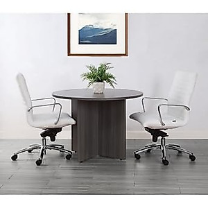 NBF at Work 42" Round Conference Tables - Thermally Fused Gray Laminate Conference Room Tables - X Base Office Meeting Table - Durable Training Tables for Brainstorming Collaboration Sessions