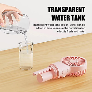 Handheld Fan Portable Handheld Misting Fan - Rechargeable Battery Operated Spray Mist Fan - Water Mist Fan - Outdoors Misting Personal Cooling - Cooling Fans for Makeup Travel, Beach, PACK OF 2