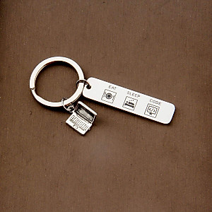 TGBJE Programmer Gift Coder Gift Eat Sleep Code Keychain Gift for Software Engineer (Coder Keychain)