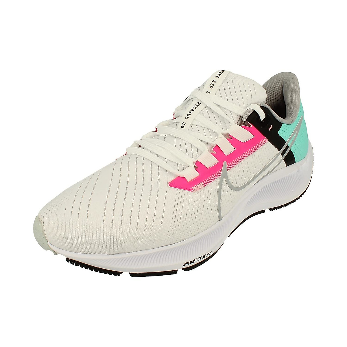 Nike Air Zoom Pegasus 38 Mens Running Trainers CW7356 Sneakers Shoes, White Wolf Grey Hyper Pink 102, 10.5