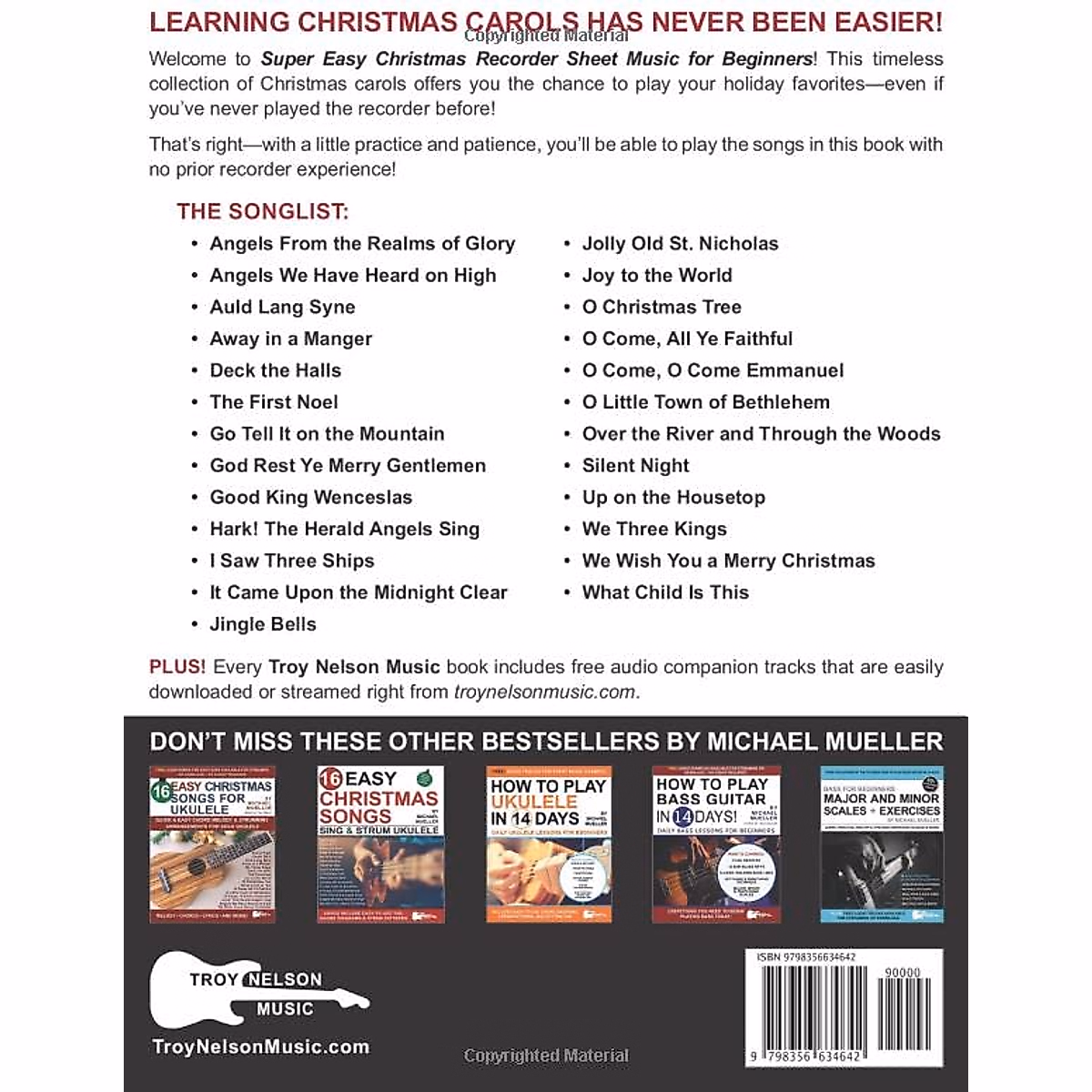 Super Easy Christmas Recorder Sheet Music for Beginners: 25 Christmas Carols with Recorder Finger Charts—Jingle Bells, Away in a Manger, and More! (Large Print Letter Notes Sheet Music)